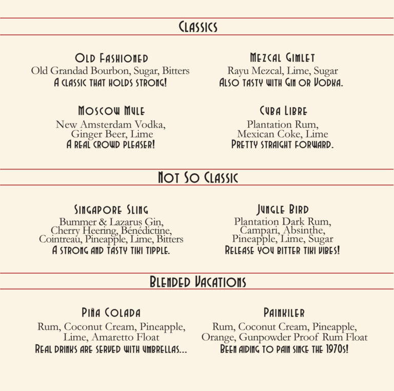 Menu - The Rumpus Room